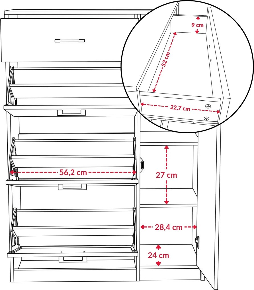 Botník TAMI, 90 x 125 x 28 cm, hnědá