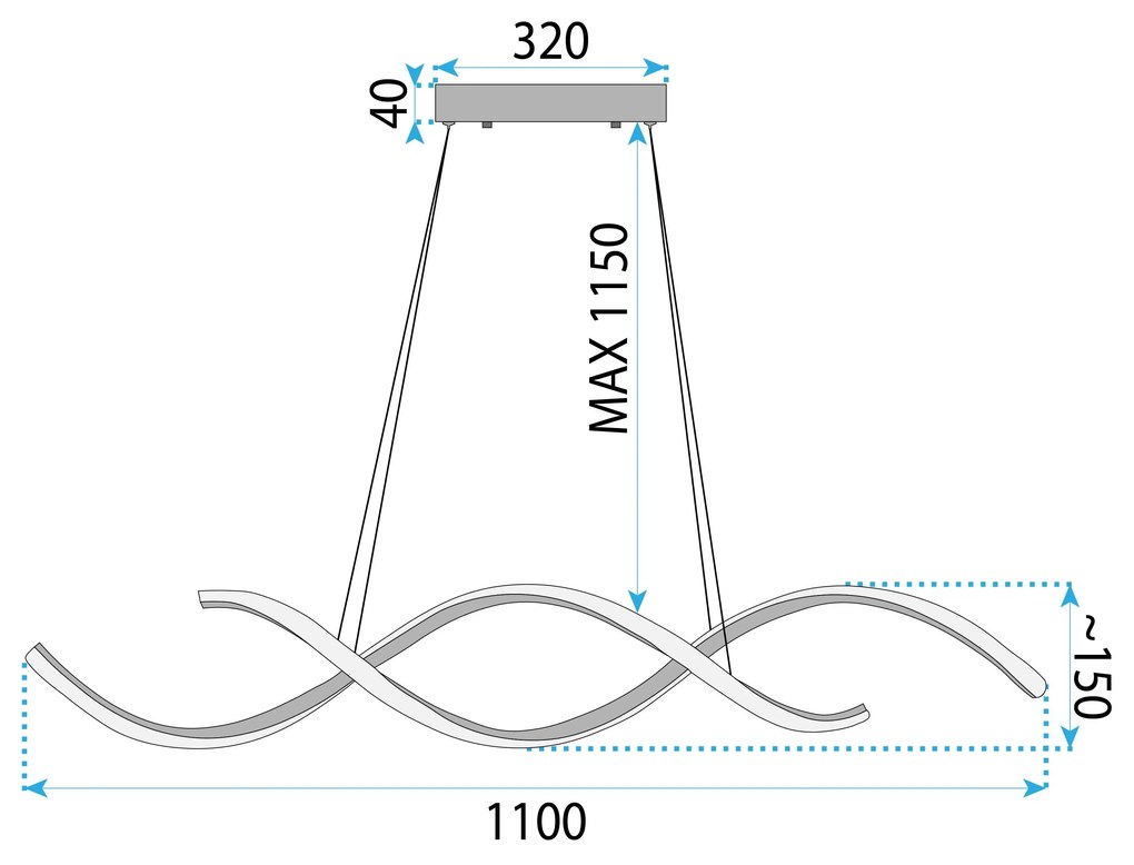 Toolight Toolight, LED stropní osvětlení 110cm, 46W, 3000K, LHJ021-CP, růžové zlato, OSW-50009