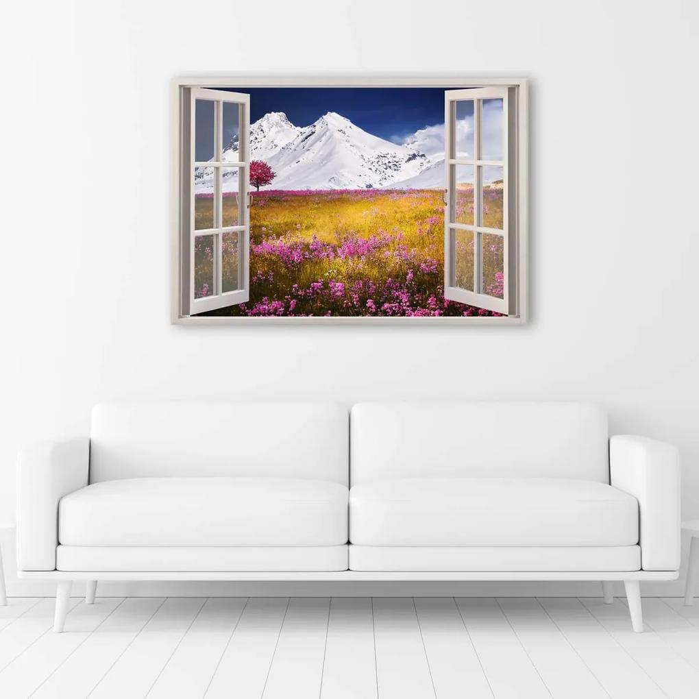 Obraz na plátně Pohled z okna Květná hora Laka - 120x80 cm