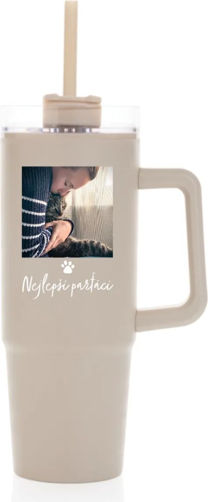 Personalizovaná termoska s průhledným víčkem - fotografie s mazlíčkem