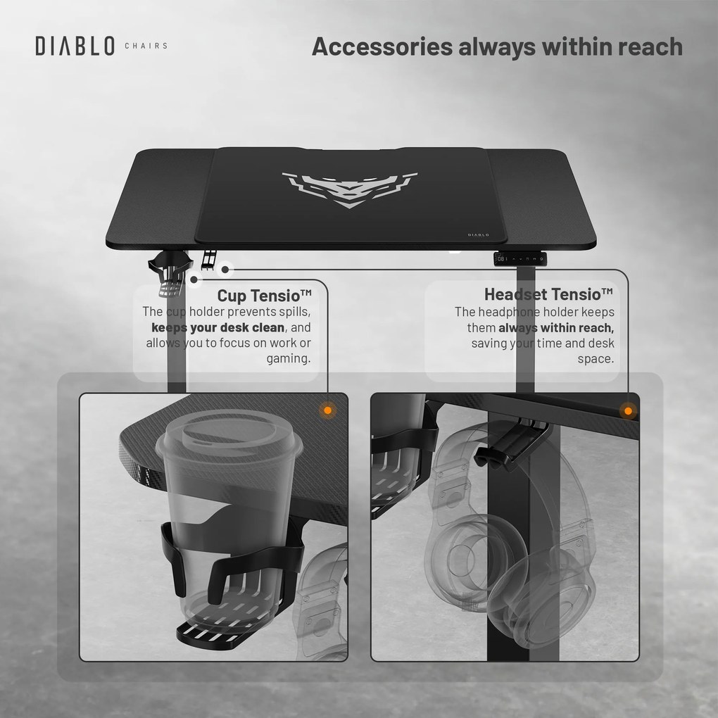 Elektricky výškově nastavitelný stůl 110 cm černý: Diablo X-Tensio 1100