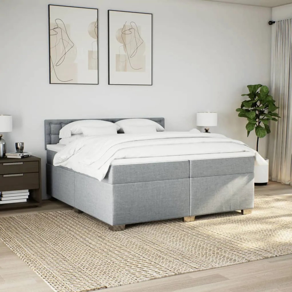 Box spring postel s matrací světle šedá 200 x 200 cm textil 3288309