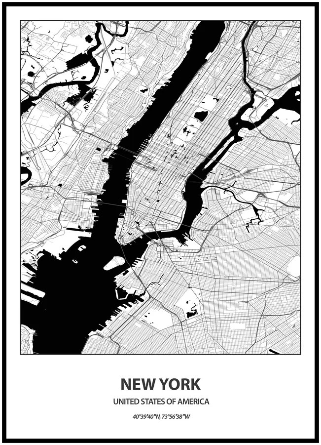 Plakát Mapa města (více variant měst) Rozměr plakátu: 30 x 40 cm, Město: Kobenhavn
