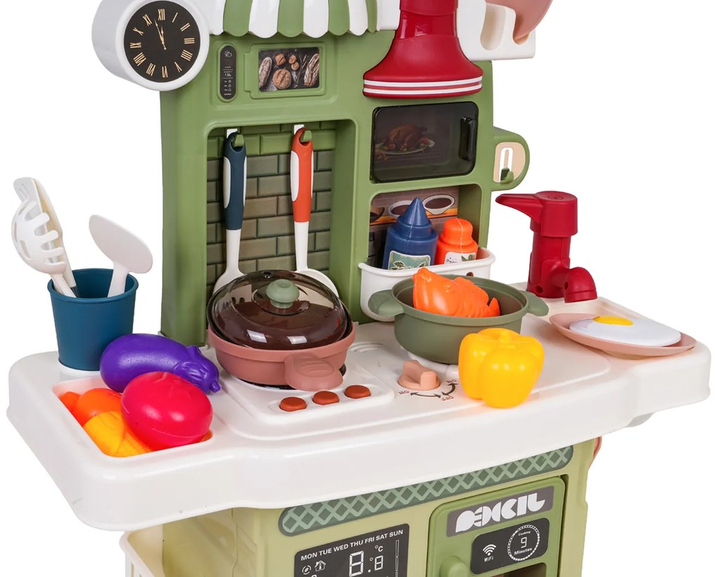RKToys Dětská zelená kuchyňka se světlem a zvukem