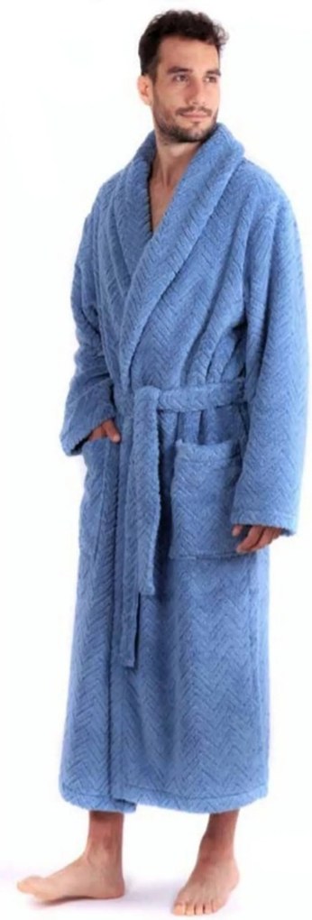 Bavlněný župan Athena s límcem modrá 21 16 5456 - XL