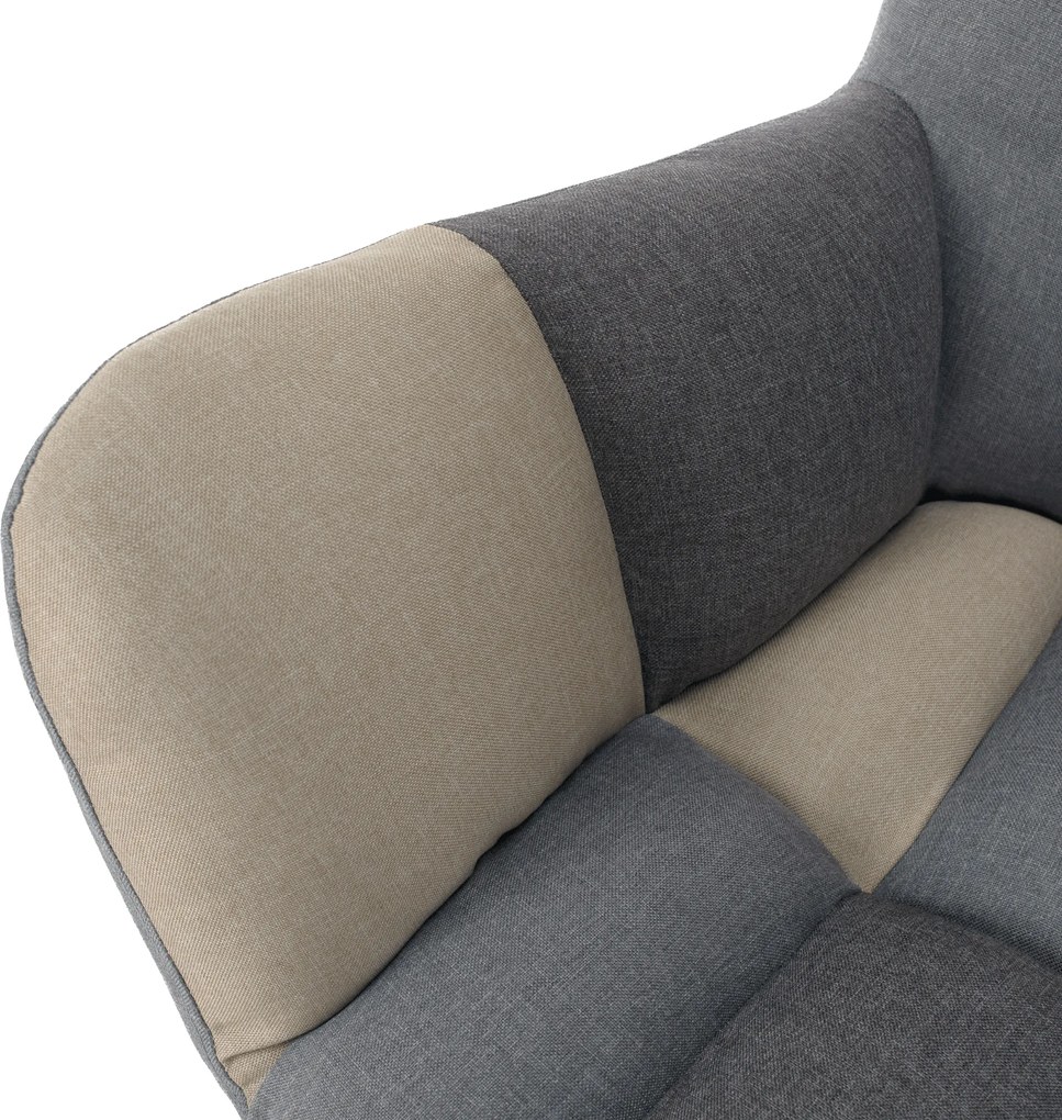 Designové houpací křeslo, patchwork šedá / béžová, KEMARO
