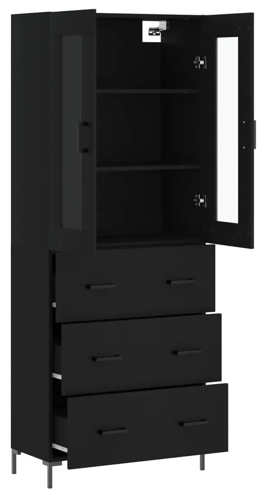 Skříň highboard černá 69,5 x 34 x 180 cm kompozitní dřevo - Default Title