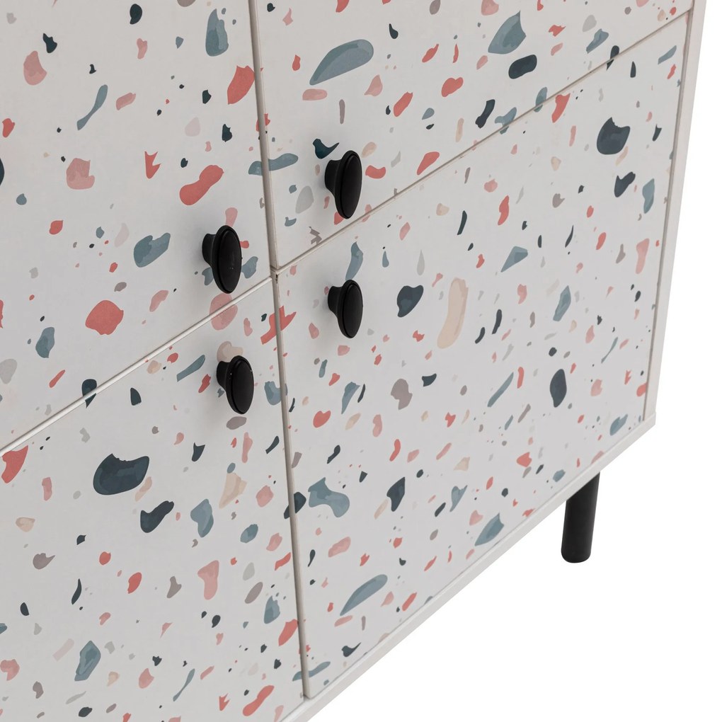 KALUNE DESIGN Dřevěná komoda TERRAZZO bílá 869VEL4527