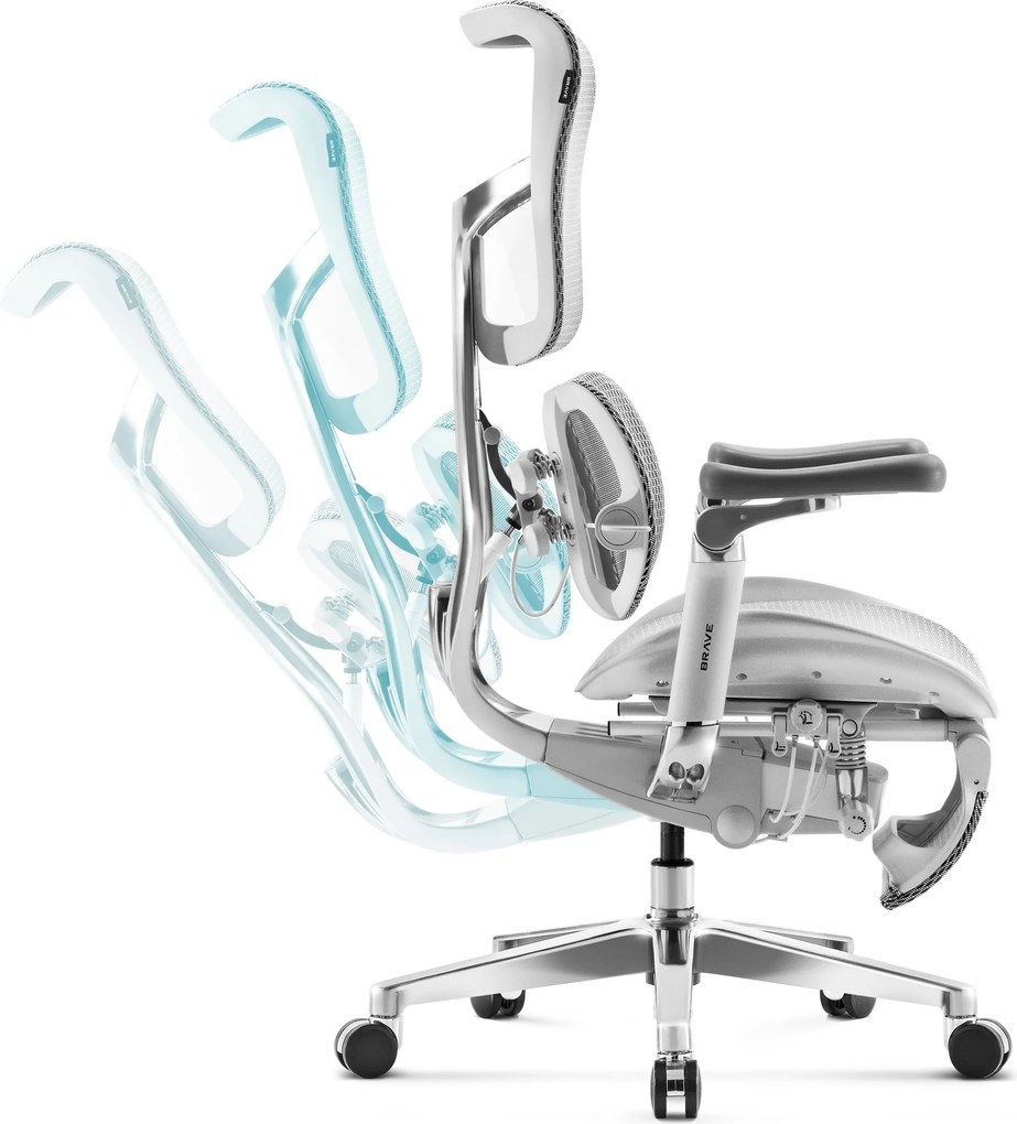 Ergonomická židle s podnožkou šedá Premium Normal Size: Diablo V-Kinetic
