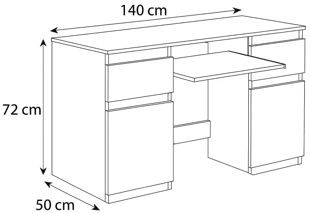 Školní počítačový stůl 140 cm REMO2 Antracit/Dub sonoma