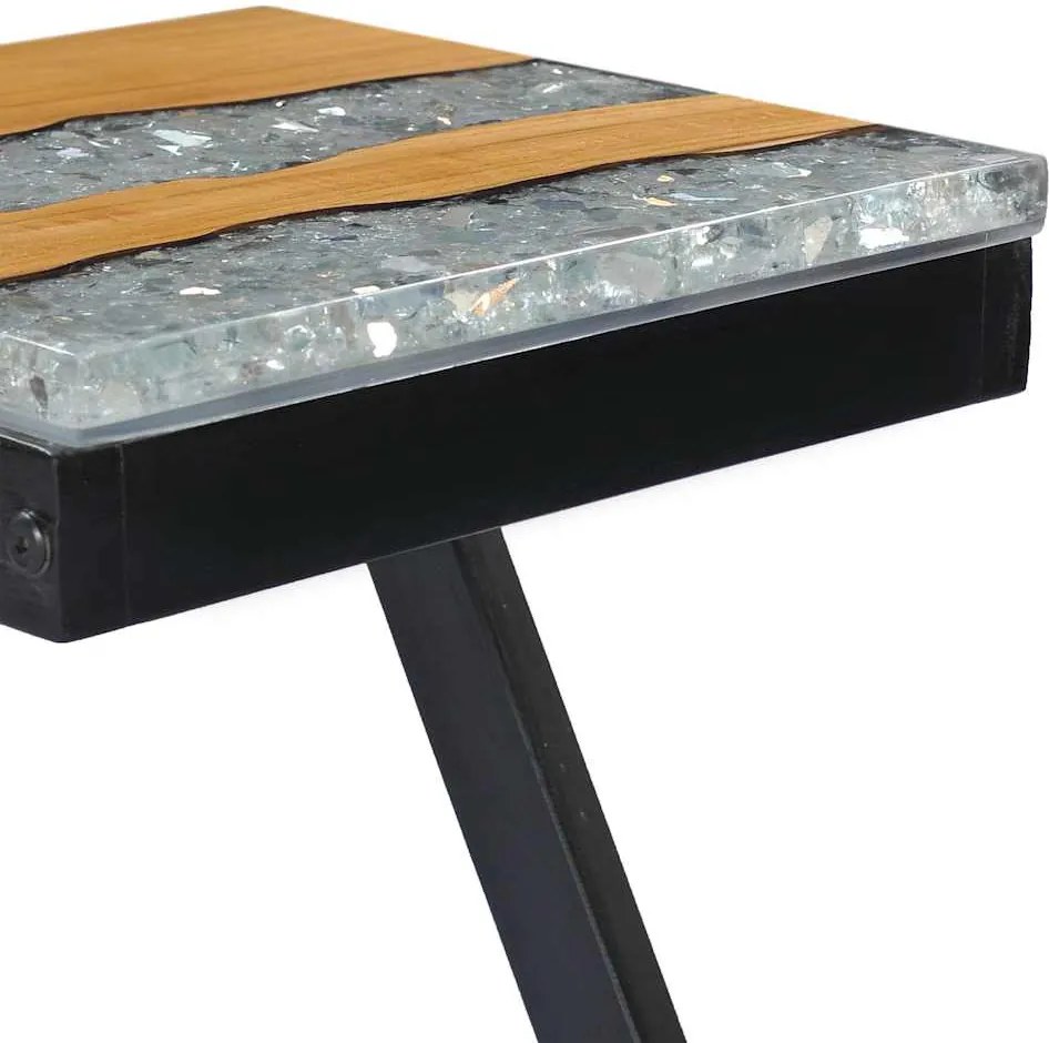 Konferenční stolek 30 x 30 x 50 cm masivní teak a polyresin 281649