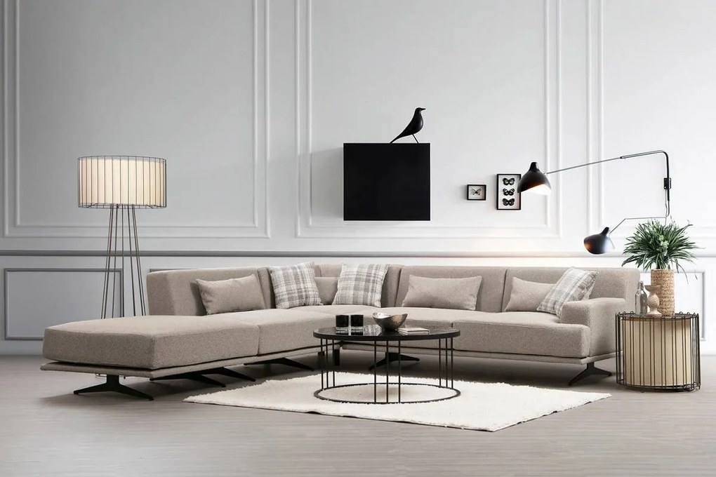Designová rohová sedačka Kessya béžová - pravá