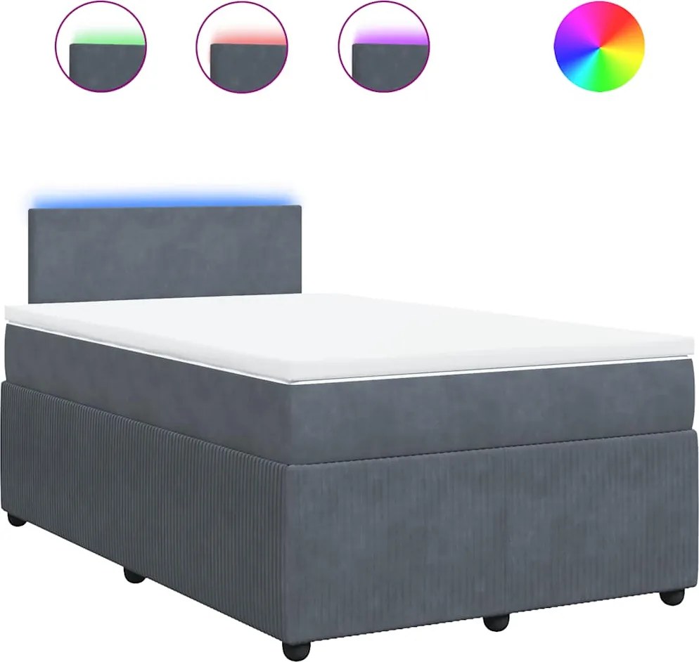 Box spring postel s matrací tmavě šedá 120 x 200 cm samet 3290005