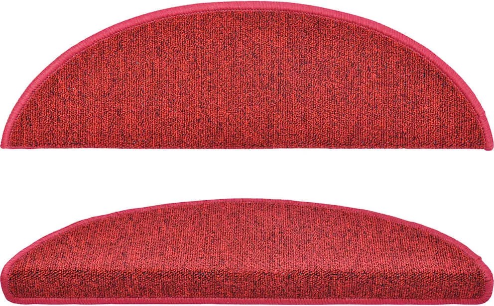 Schodové rohože 15 ks 56 x 17 x 3 cm červené půlkulaté 133881