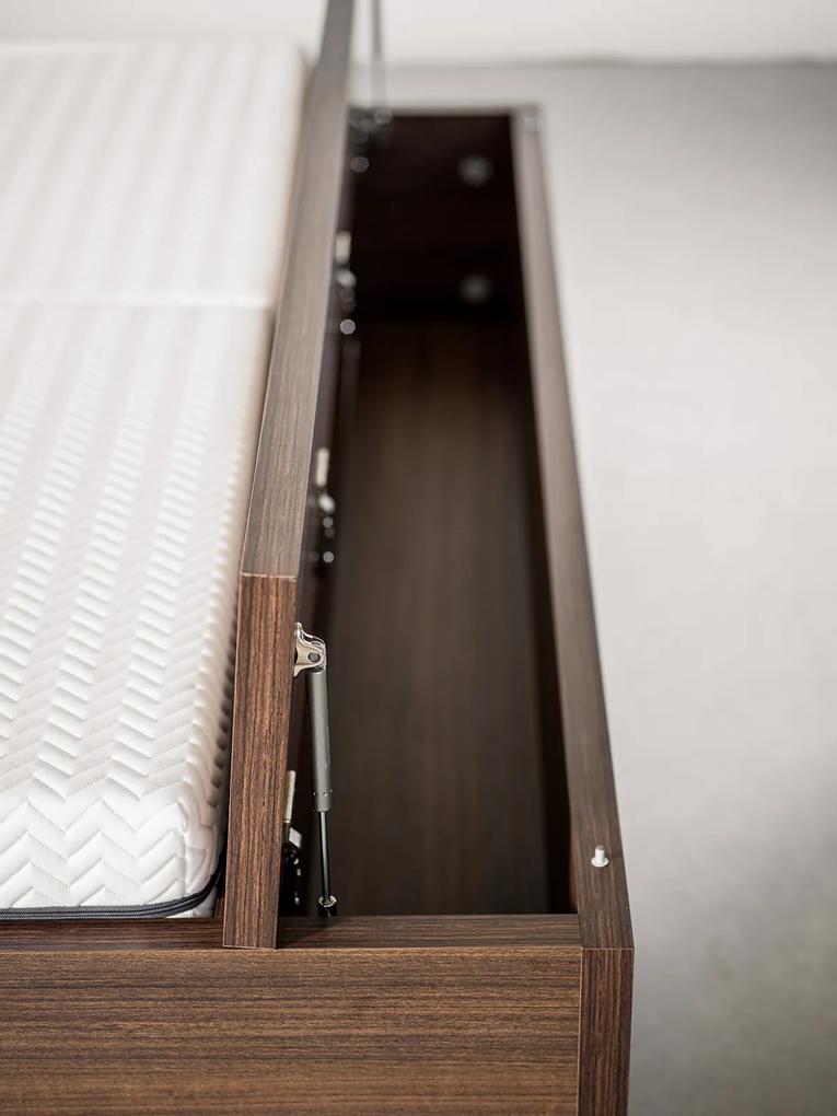 Ahorn Salina box u nohou postel s úložným prostorem Dekor: Dub hnědý, Rozměr: 180 x 200 cm, Noční stolek: Jednozásuvka oboustranná
