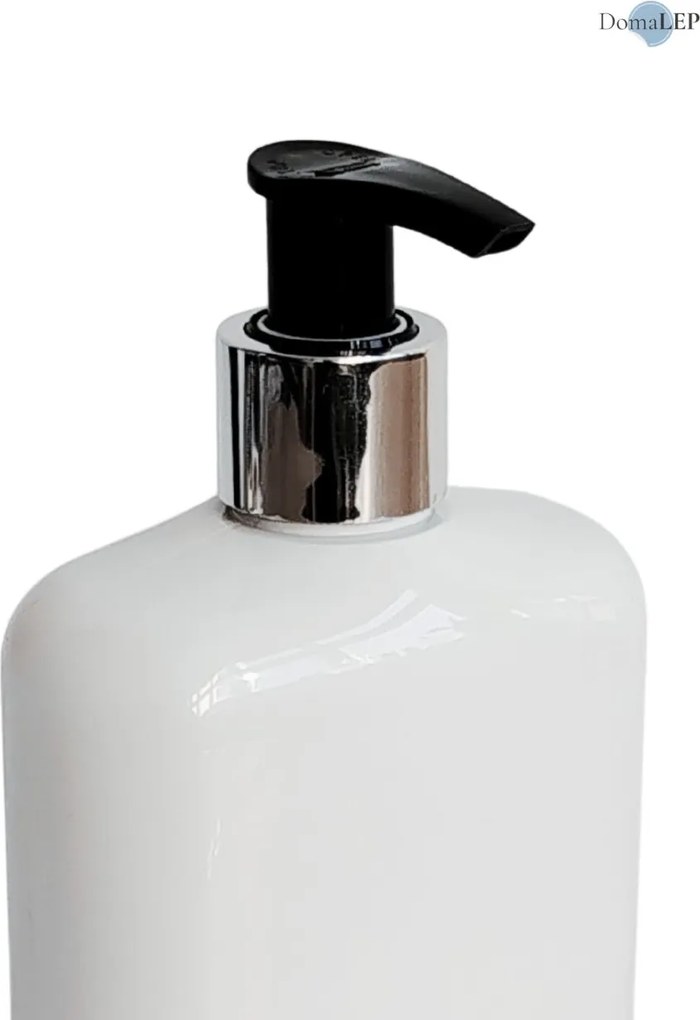 Dávkovač na mýdlo 400 ml bílý s černo-stříbrnou pumpičkou LIMA