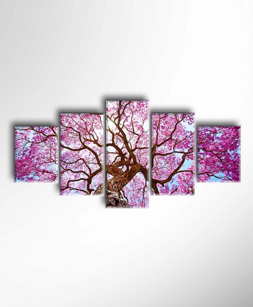 Malvis ® Obraz Rozkvetlý strom s růžovými květy ROZMĚR (šířka x výška): čtyřdílný čtverec 80x80 cm