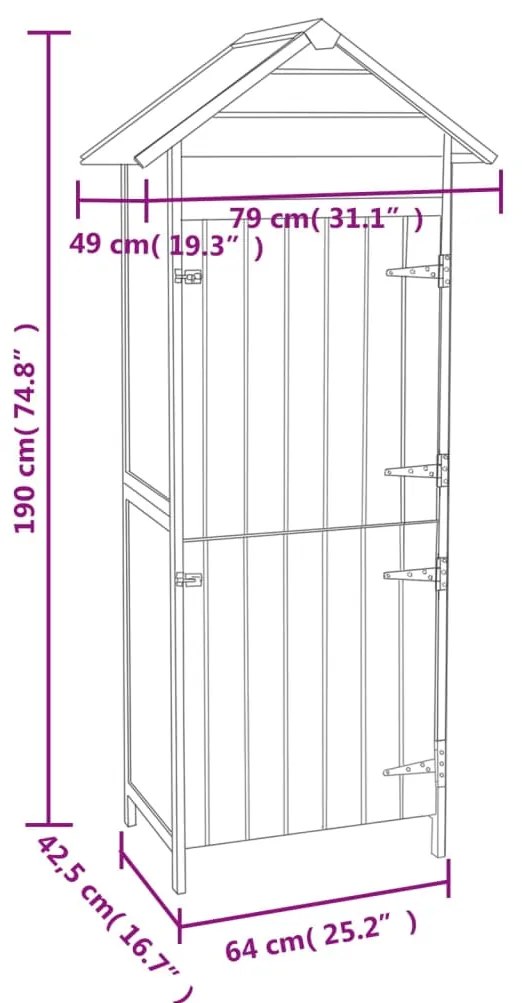 vidaXL Marketos Zahradní úložná skříň hnědá 42,5 x 64 x 190 cm