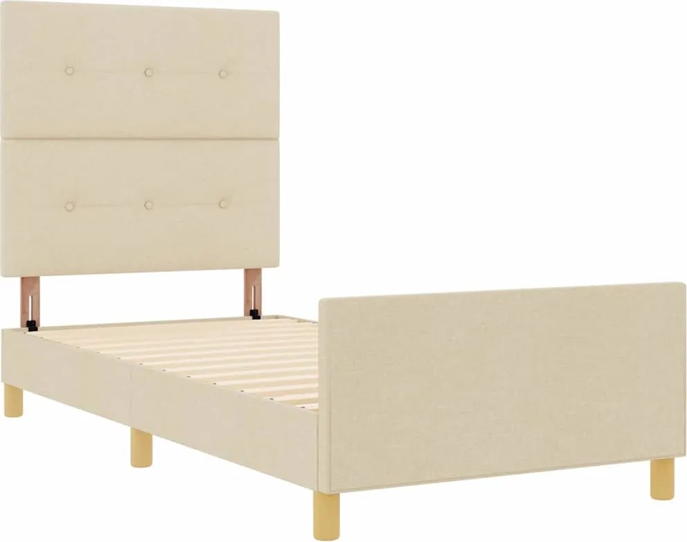 Rám postele s čelo Krémová 90 x 190 cm textil 3344695