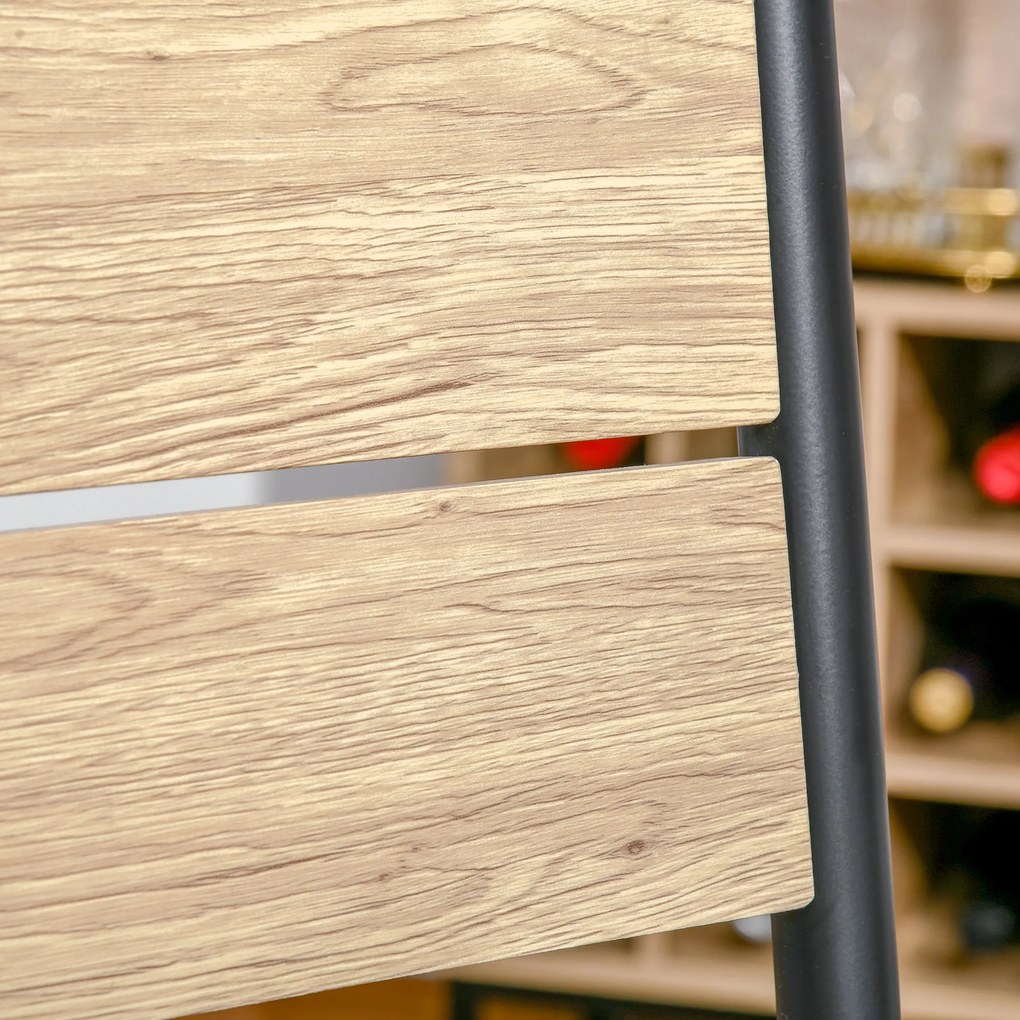 HOMCOM 3-dílný jídelní set s dřevěným stolem MDF + kov, přírodní dřevodekor + černá, 1 stůl + 2 židle