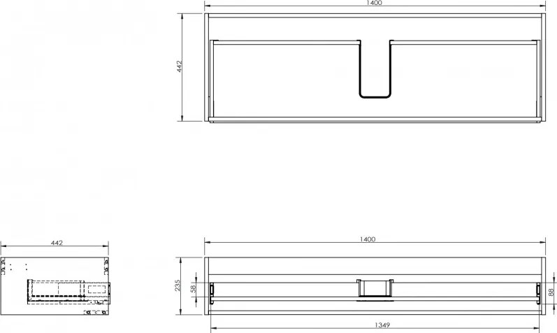 Mexen Box-A, závěsná skříňka 140 cm, 1 zásuvka, ořech, 91AX0-1400-235-1-86