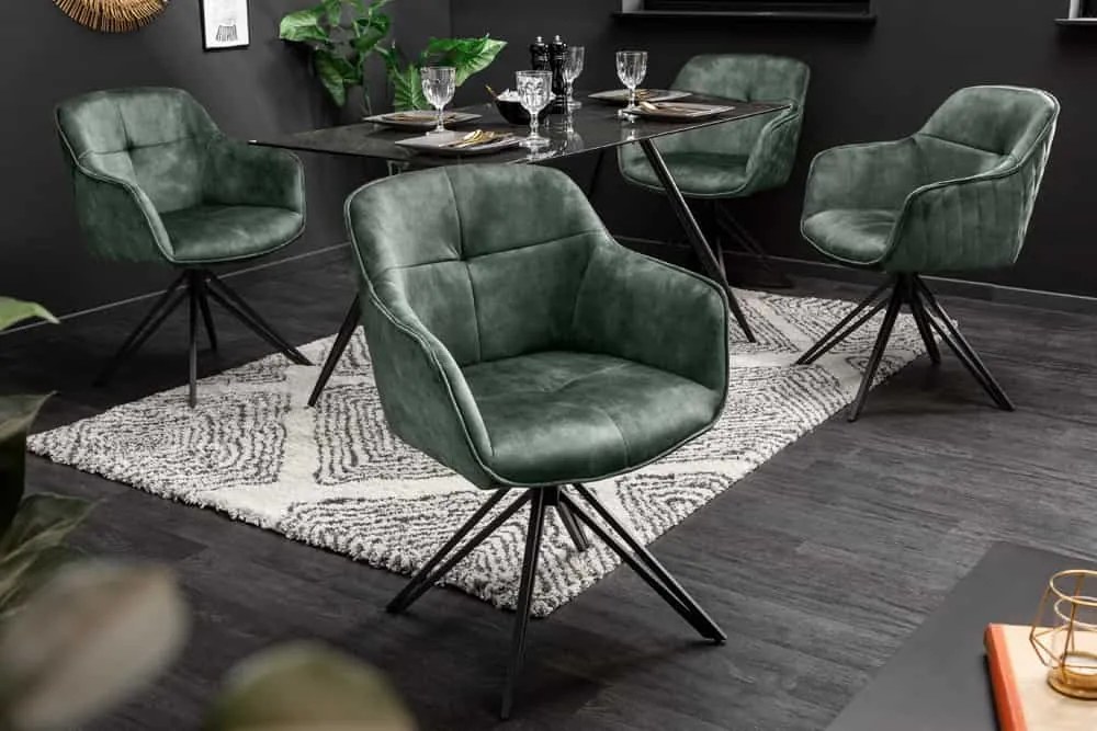 Designová židle Natasha tmavě zelený samet