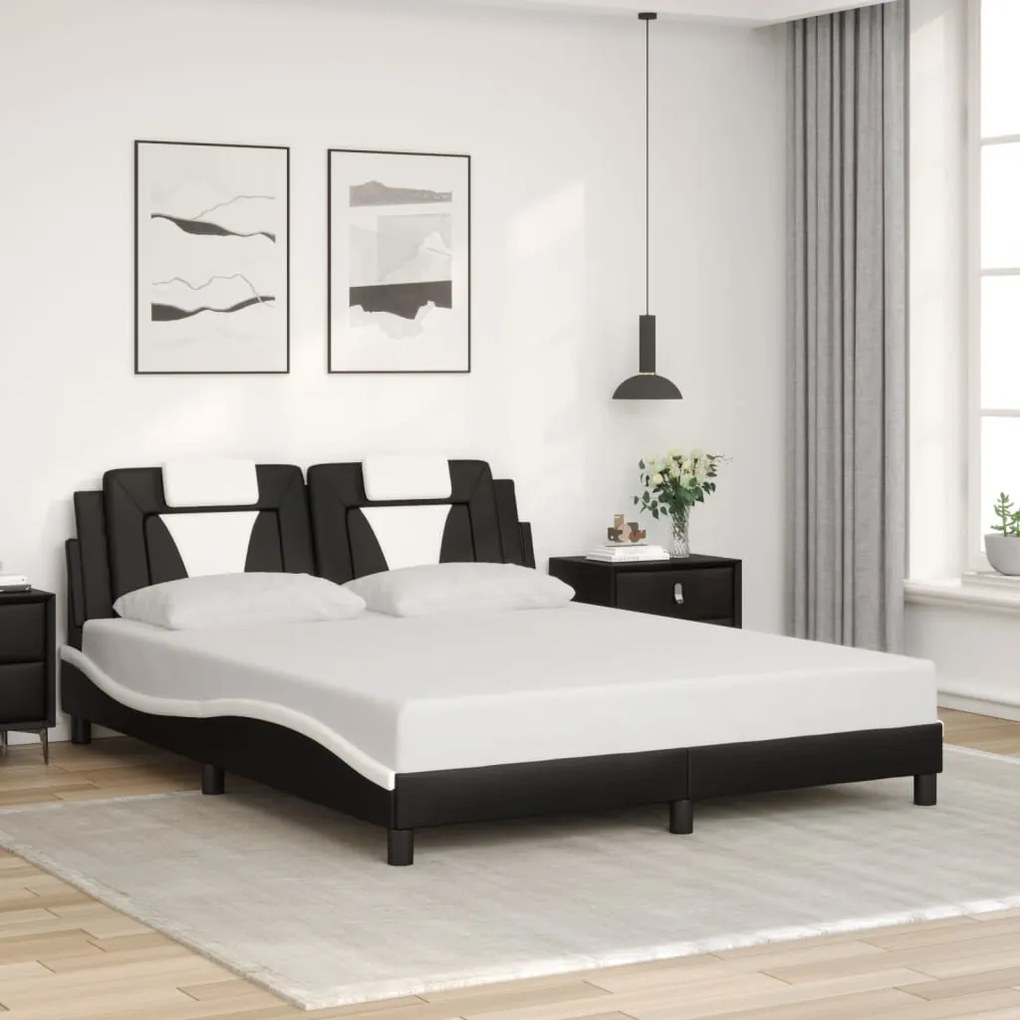 Rám postele Viana s LED bez matrace černý a bílý 160x200 cm 3214034