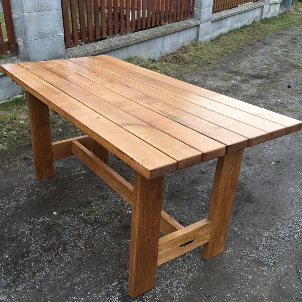 KULHÁNEK Klasický stůl dubový Odstín nátěru: lazura - teak, Velikost desky: 250x90 cm