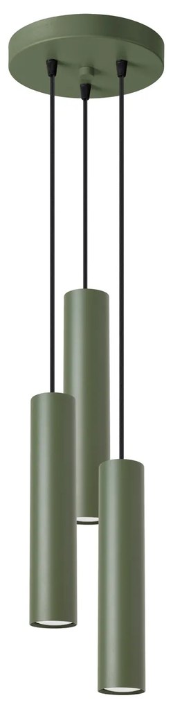 Sollux Lighting Závěsná lampa LAGOS 3P olivově zelená