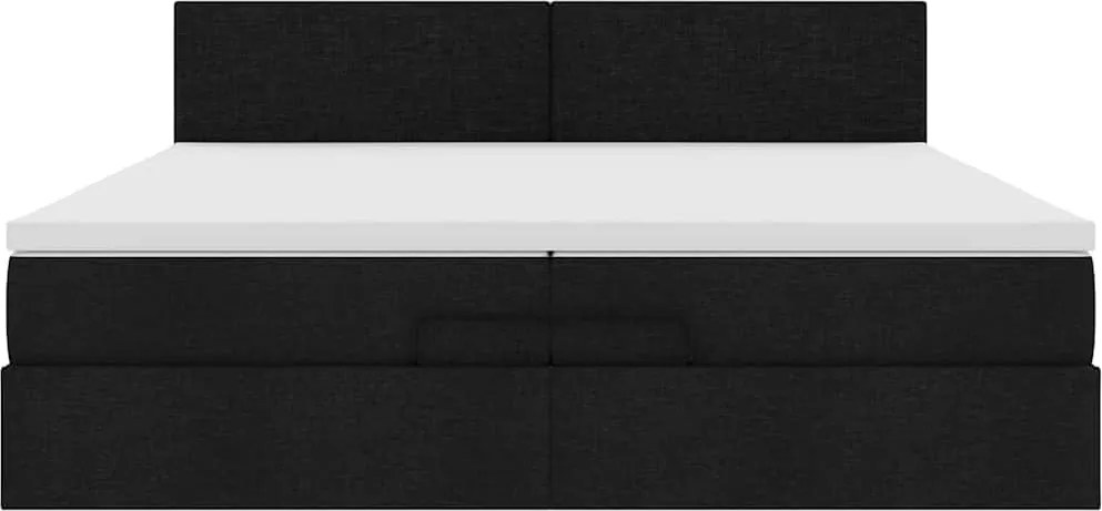 Osmanský rám postele s matrací černá 200x200 cm textil 3311403