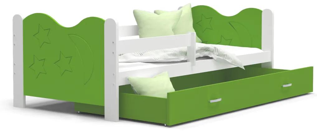 Dětská postel MIKOLAJ P1 COLOR + matrace + rošt ZDARMA, 160x80, bílá/zelená