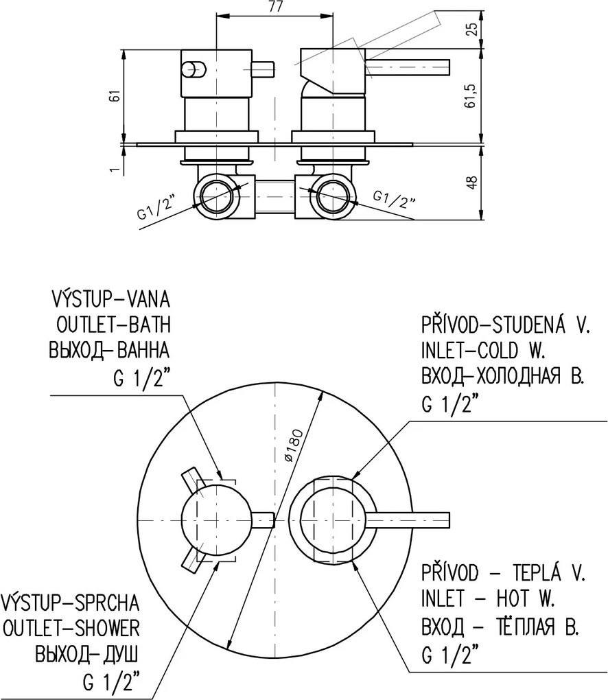 Slezák - RAV Vanová/sprchová baterie 2-cestná s podomítkovým tělesem SEINA - , Metal grey kartáčovaná