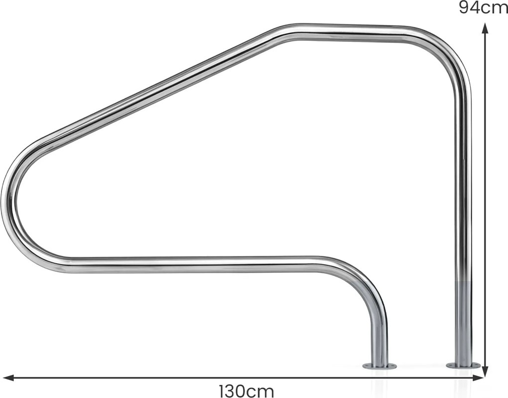 Costway Bazénové madlo bazénu z nerezové oceli Bezpečnostní – 130 × 94 cm