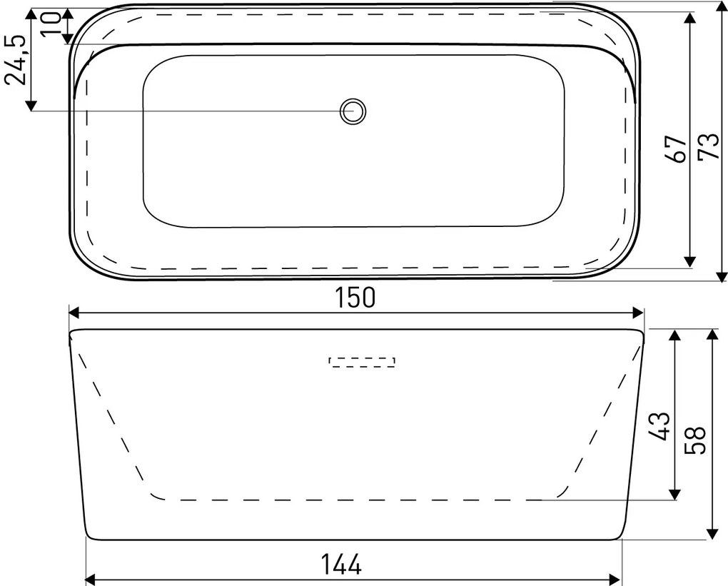 Aplomo akrylátová volně stojící vana Emma 150x73 APL5907548114600