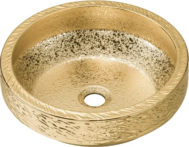 UPTrend Kruhové keramické umyvadlo na desku CELIA GOLD TR‑T339, zlatá lesk