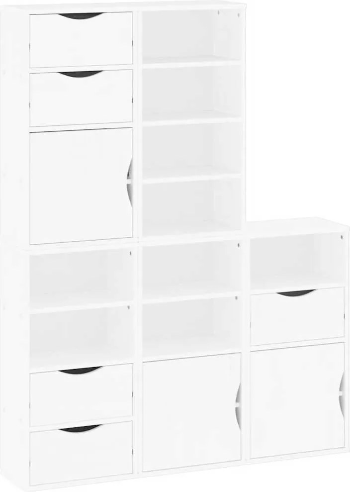 Boční skříňky 5 ks "ODDA" Bílá 40x24x79 cm Borovicový masiv 3365367