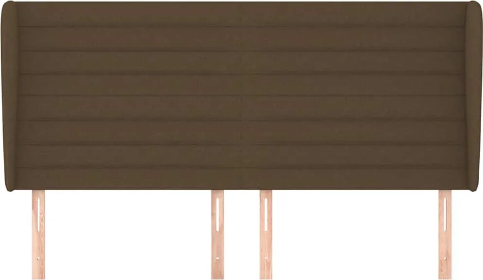 Čelo postele typu ušák tmavě hnědé 163x23x118/128 cm textil 3118105