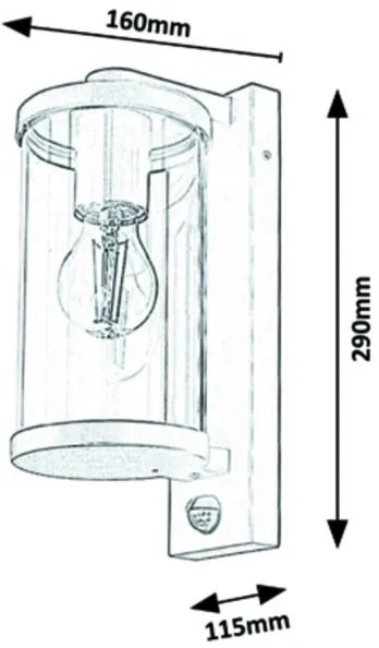 Rabalux - Venkovní nástěnné svítidlo se senzorem 1xE27/60W/230V IP44