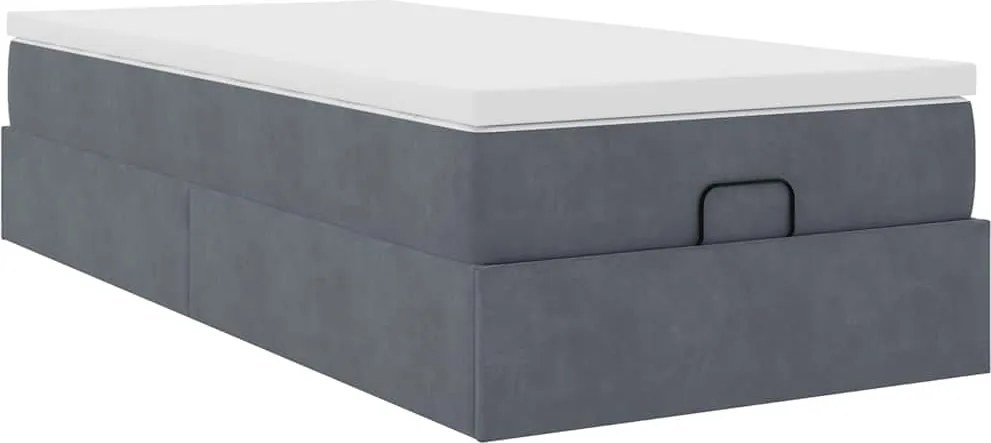 Osmanský rám postele s matrací tmavě šedá 80x200cm samet 3311148