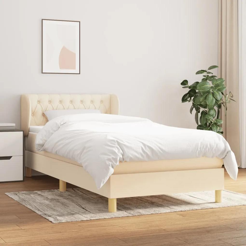 Box spring postel s matrací krémová 100 x 200 cm textil,  3127026