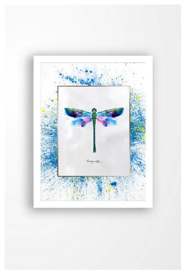 Nástěnný obraz na plátně v bílém rámu Tablo Center Dragonfly, 29 x 24 cm