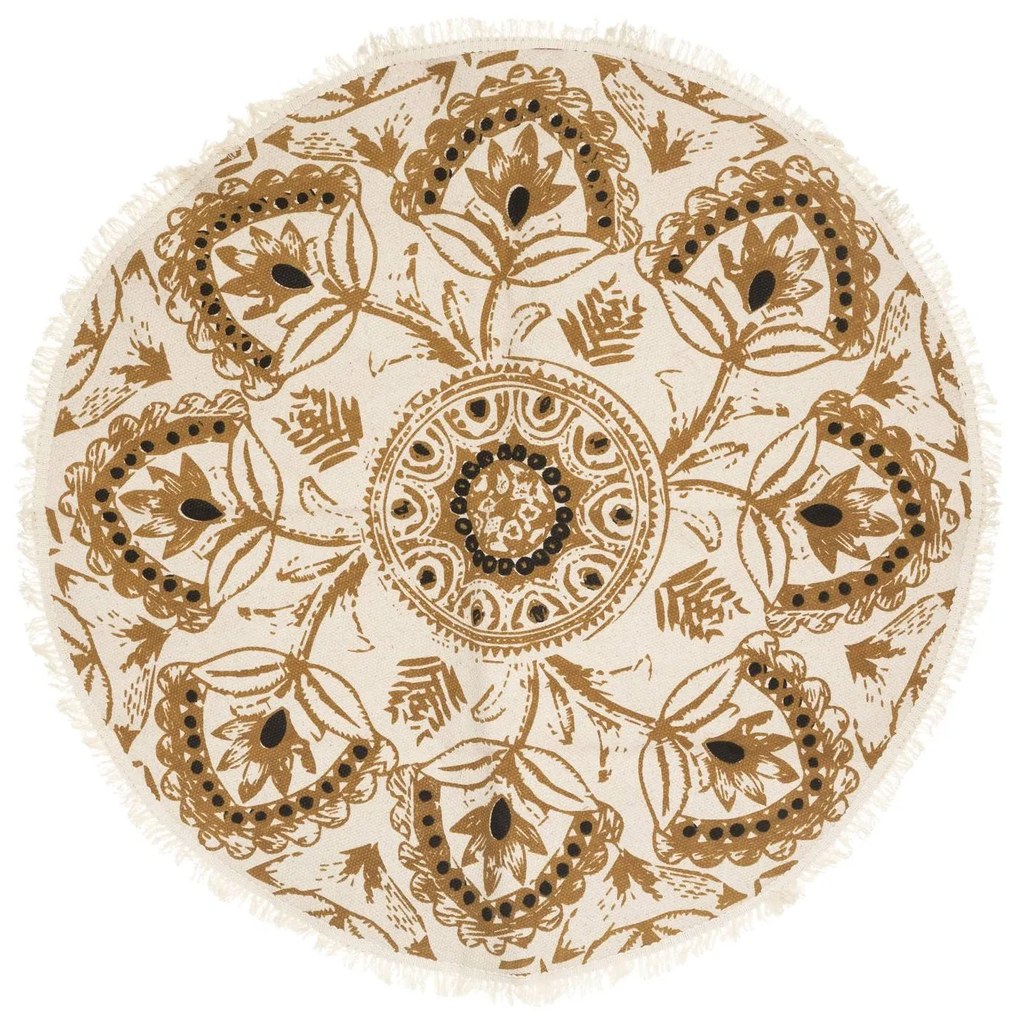 Kulatý koberec, motiv mandaly, bavlna, O 90 cm