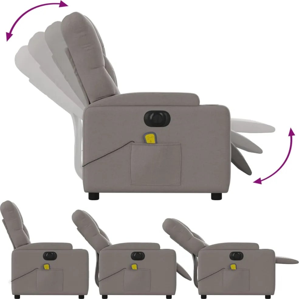 Elektrické masážní polohovací křeslo taupe textil 3204706