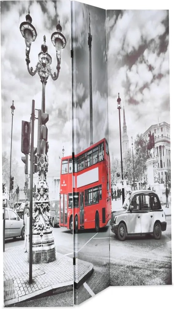 Skládací paraván 120 x 170 cm Londýnský autobus černobílý 245873