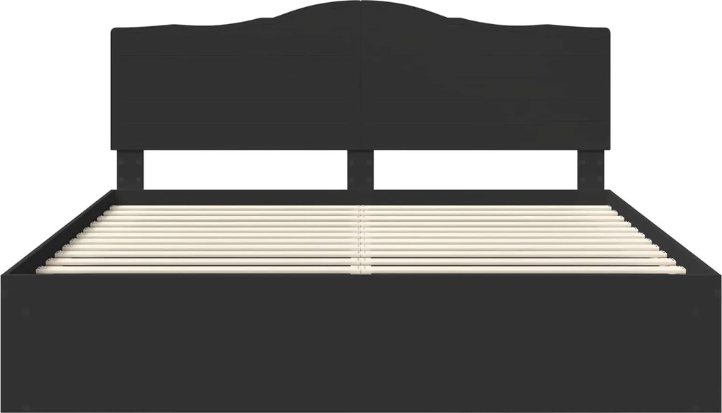 Rám postele s čelo Černá 180 x 200 cm Masivní borové dřevo 3413273