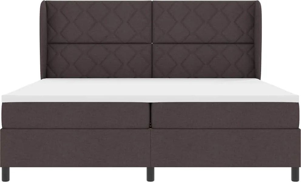 Postel s boxspringem s čelo Tmavě hnědá 200 x 200 cm textil 3340651