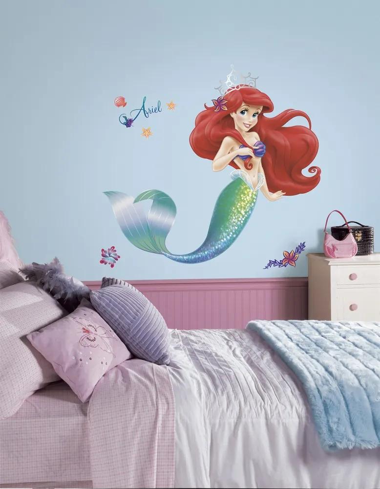 RoomMates, Samolepka Malá mořská víla Ariel, Přibližná velikost sestaveného  dekoru je 96 cm x 78,5 cm , Samolepící dekorace a obrázky | Sousedé