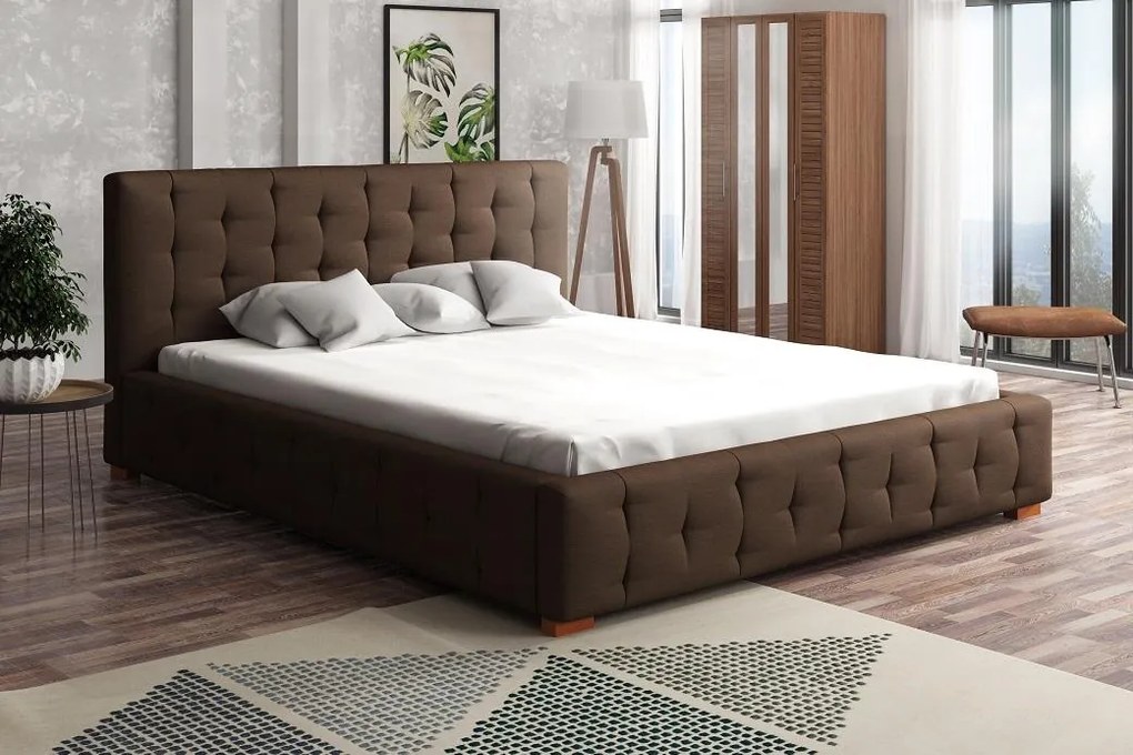 ZETKA WERONA 180x200 čalouněná postel s úložným prostorem hnědá 202 x 93 x 223 cm