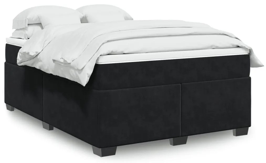 Box spring postel s matrací černá 140 x 190 cm samet 3285283