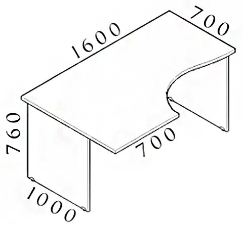 Ergonomický stůl Visio 160 x 100 cm, levý, ořech